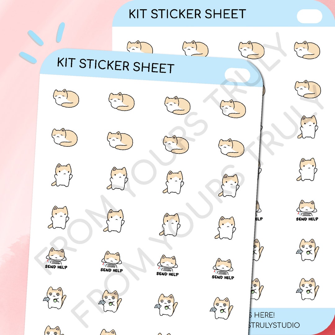 K40 - Stressed Kit Stickers, Upset Cat Stickers, Kawaii Cat Stickers ...