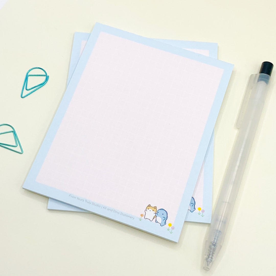 Kit and Dino Notepad 4 X 5 Notepad Grid Notepad Cute Cat - Etsy