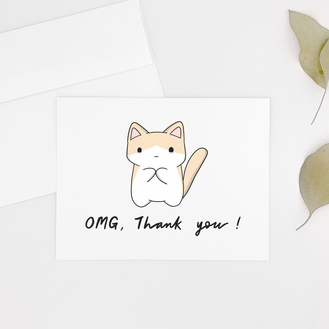 Kit Crying Thank You, Thank You Card, Cute Cat Thank You Card, Cute Cat ...