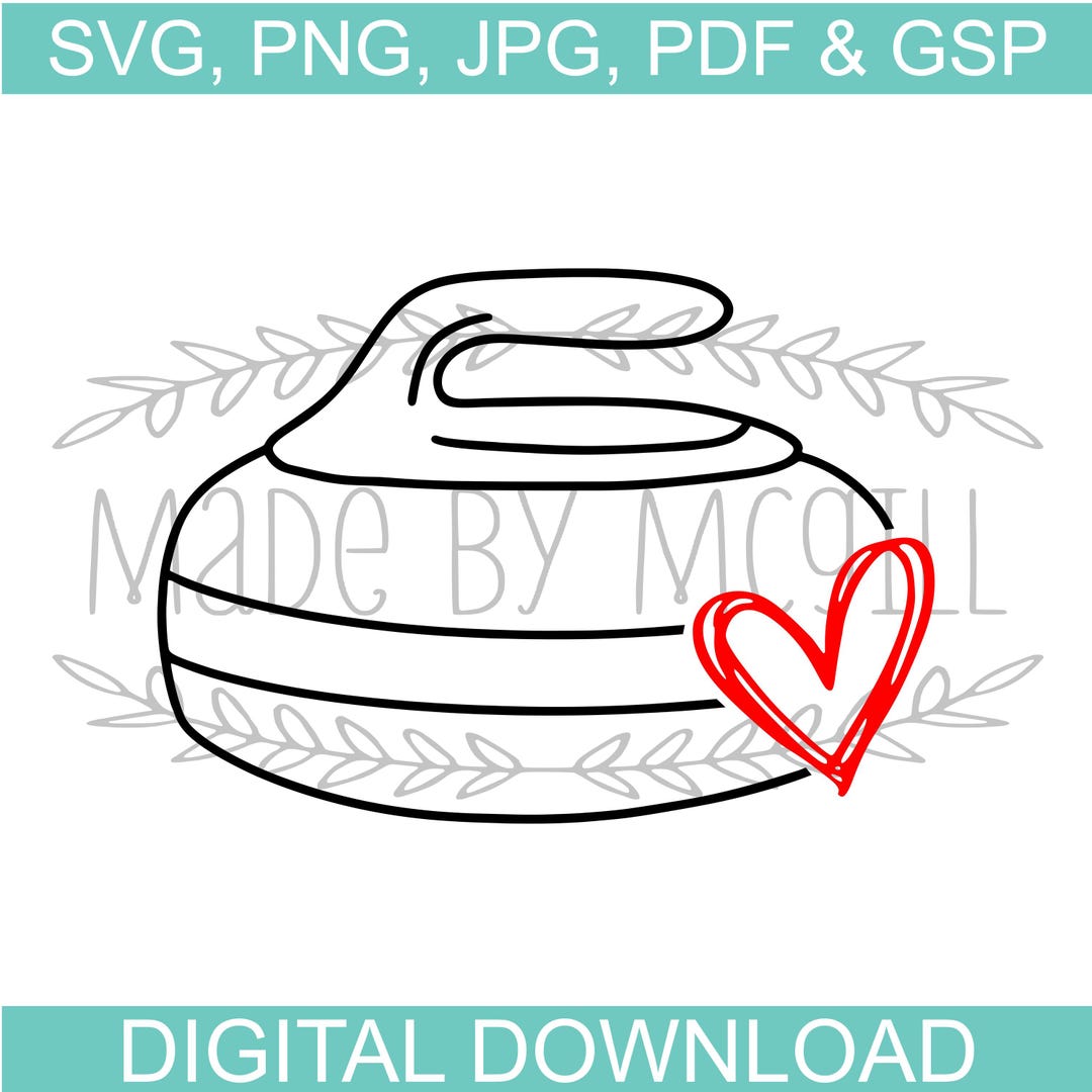 Curling Rock Heart SVG, Digital Cut File (digital Download) - Etsy