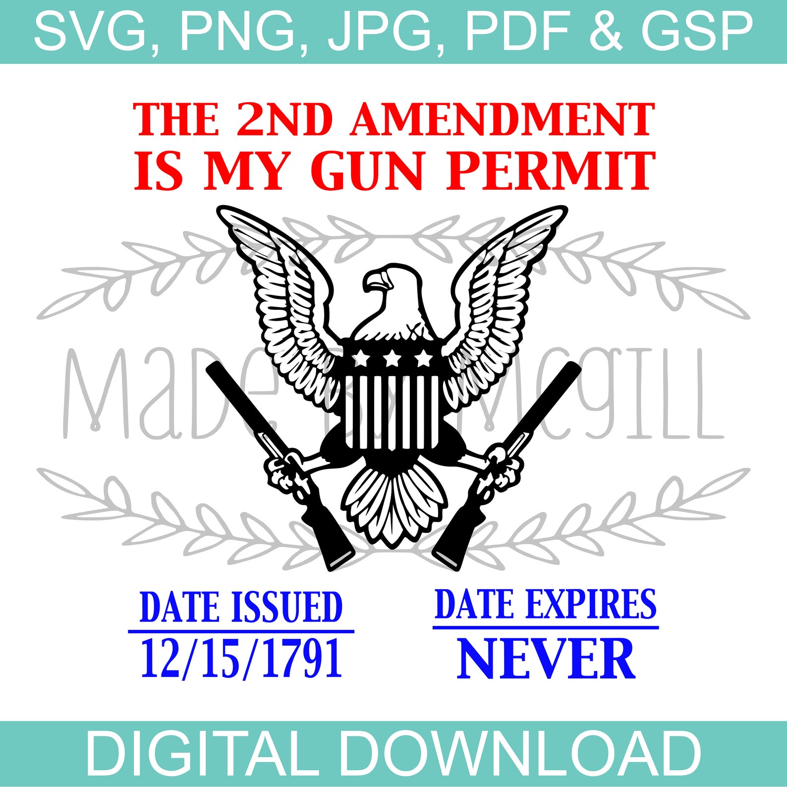 2nd Amendment SVG, Gun Permit Eagle Design (digital Download) - Etsy