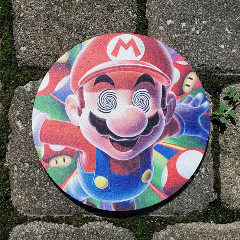 Trippy Super Mario Bros 7.5" Wide Thick 420 Mat Pad Coaster 710 Cult ...