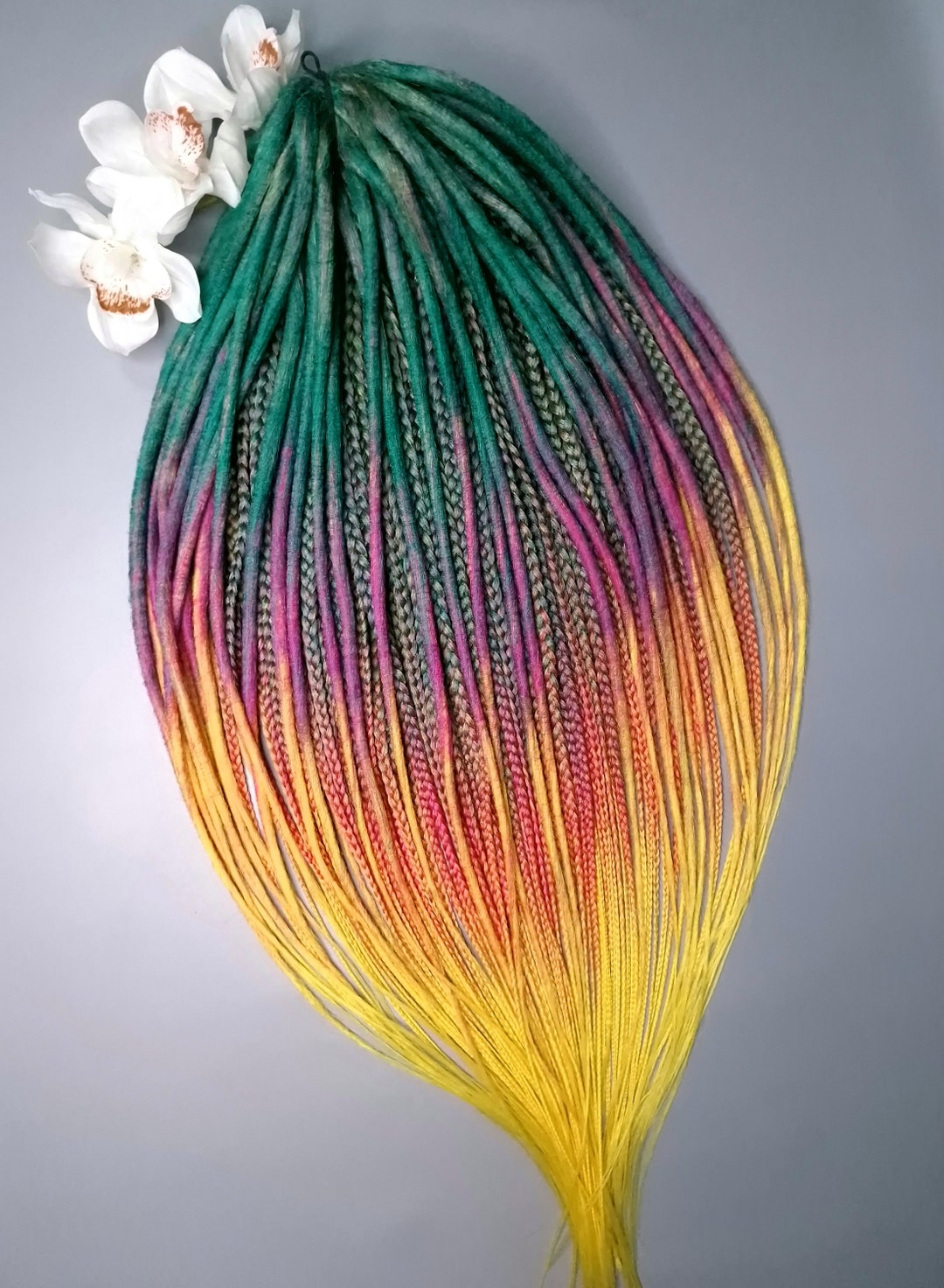 Smooth Soft Dreadlocks With Braids, Rainbow Dreads, Dreadlocks ...