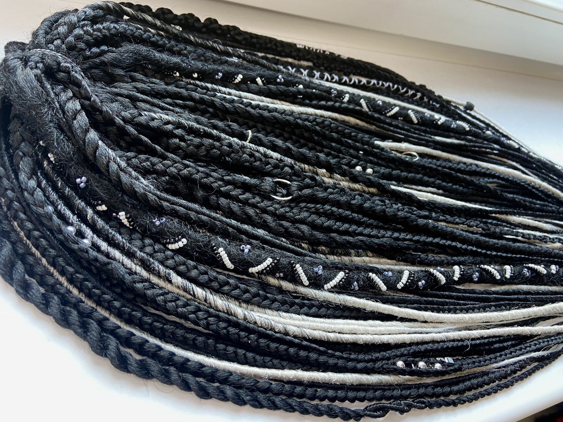 Gothic Style DE Dreads, Black Dreadlocks, Ombre Black and Gray, Full ...