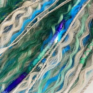 Mermaid Curly Set of Dreads, Dreadlock Extension, Blue Wavy Hair, Green ...
