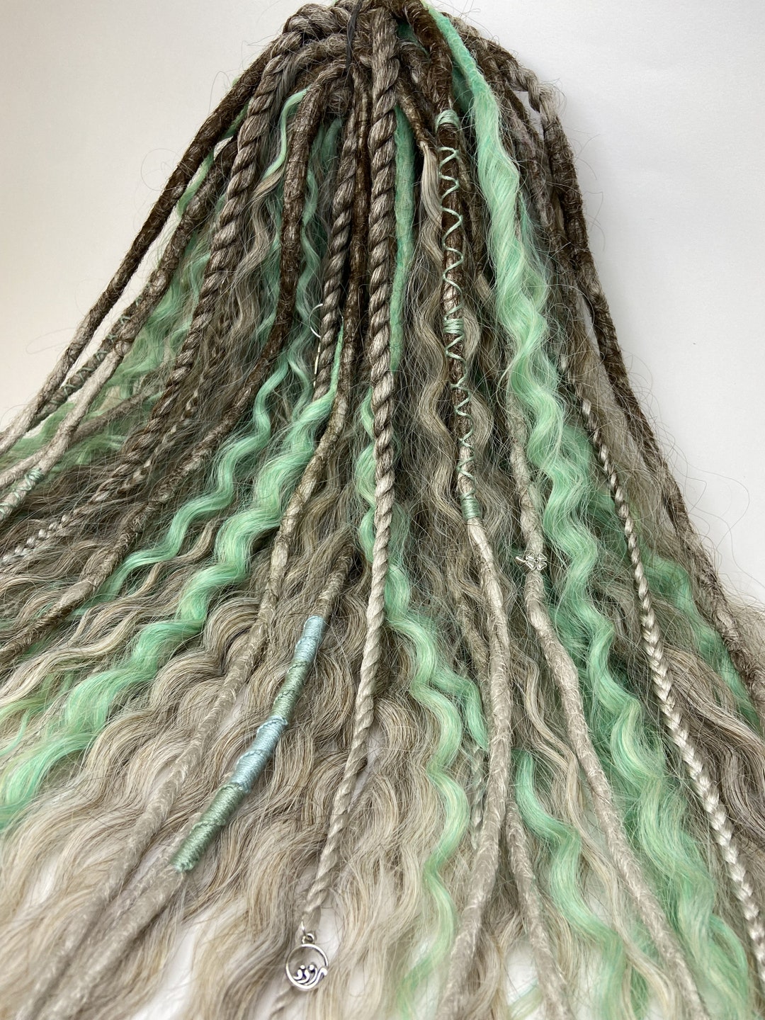 Set of Curly Dreads Braids and Crochet Dreadlocks Mint - Etsy