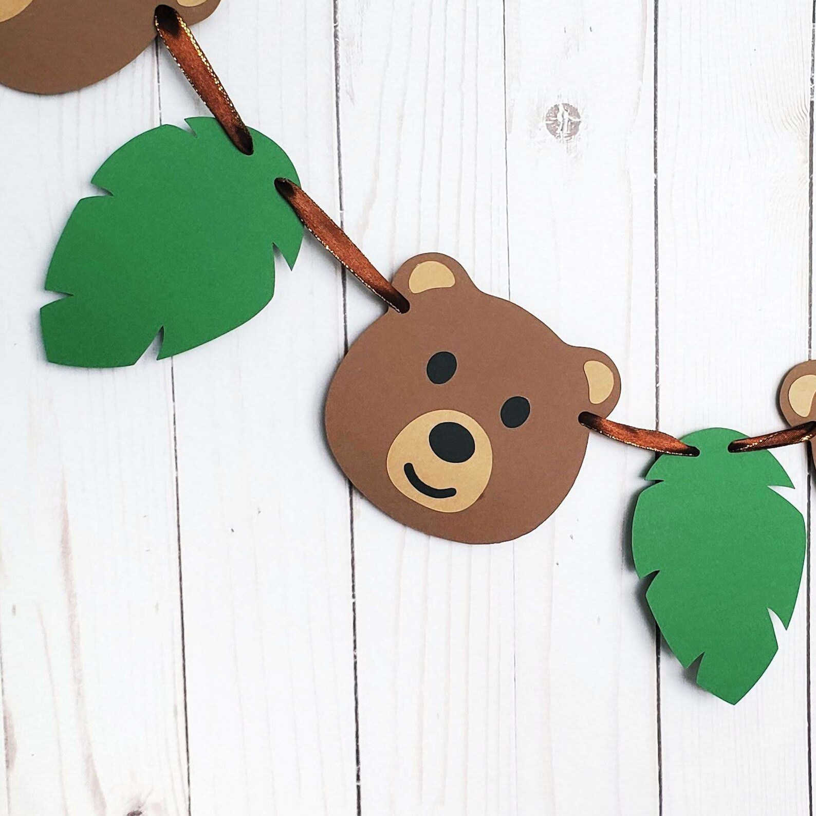 Bear Garland Wild One Animal Banner Green Leaf Banner Wild - Etsy