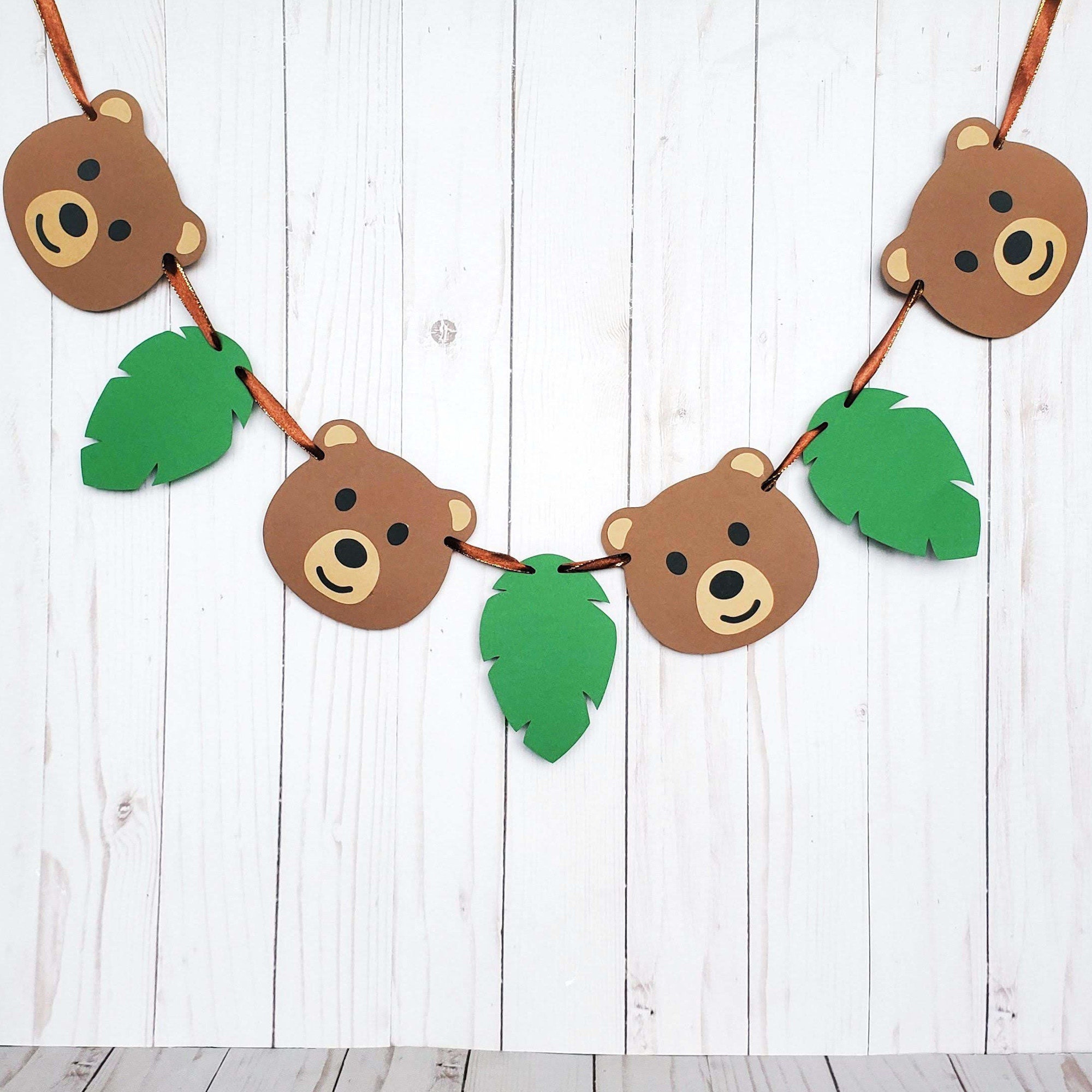 Bear Garland Wild One Animal Banner Green Leaf Banner Wild | Etsy