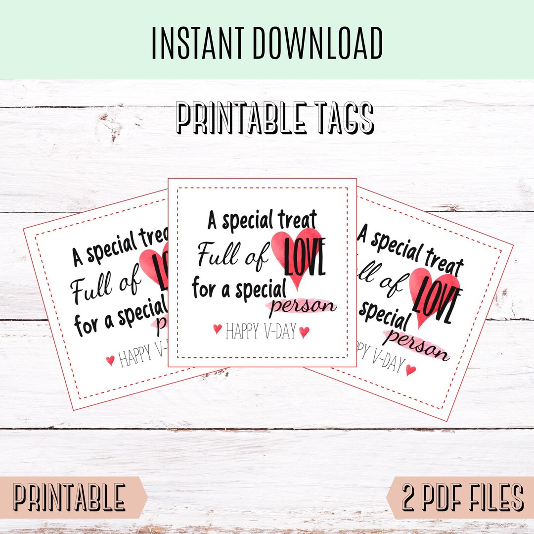 Special Treat Valentine's Day Printable Tags, Valentines Printable Gift ...