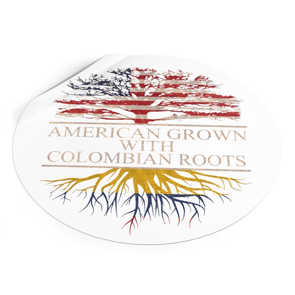 American Grown With Colombian Roots Sticker Round Waterproof, Colombian ...