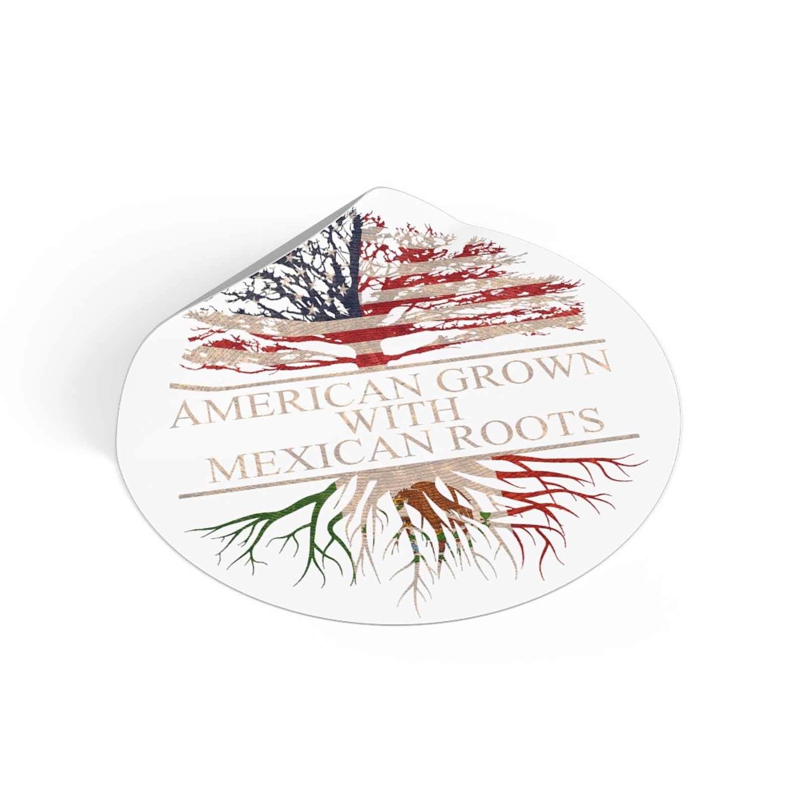 American Grown With Mexican Roots Sticker Round Waterproof, Mexican ...