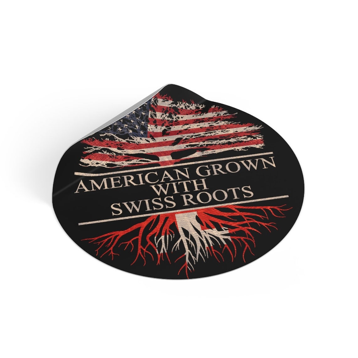 American Grown With Swiss Roots Sticker Round Waterproof, Swiss Sticker ...