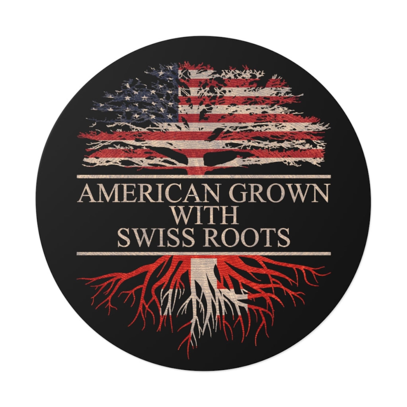 American Grown With Swiss Roots Sticker Round Waterproof, Swiss Sticker ...