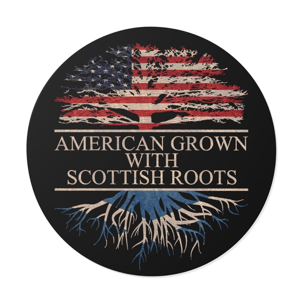 American Grown With Scottish Roots Round Vinyl Sticker | USA Flag Tree ...