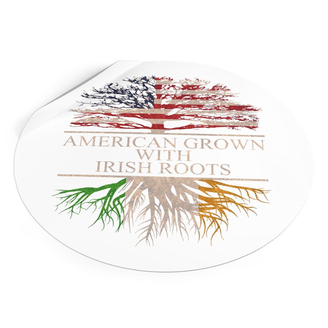 American Grown With Irish Roots Sticker Round Waterproof, Irish Sticker ...