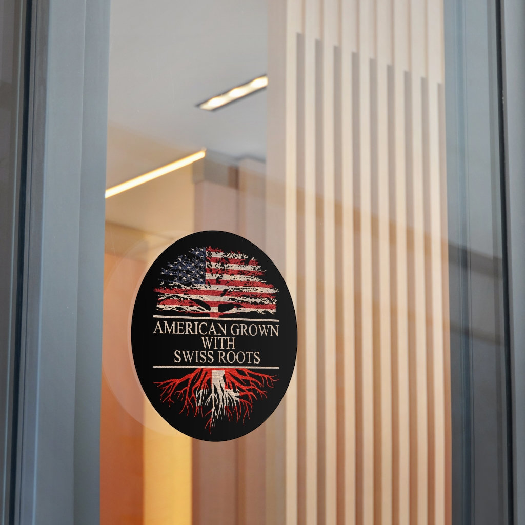 American Grown With Swiss Roots Sticker Round Waterproof, Swiss Sticker ...