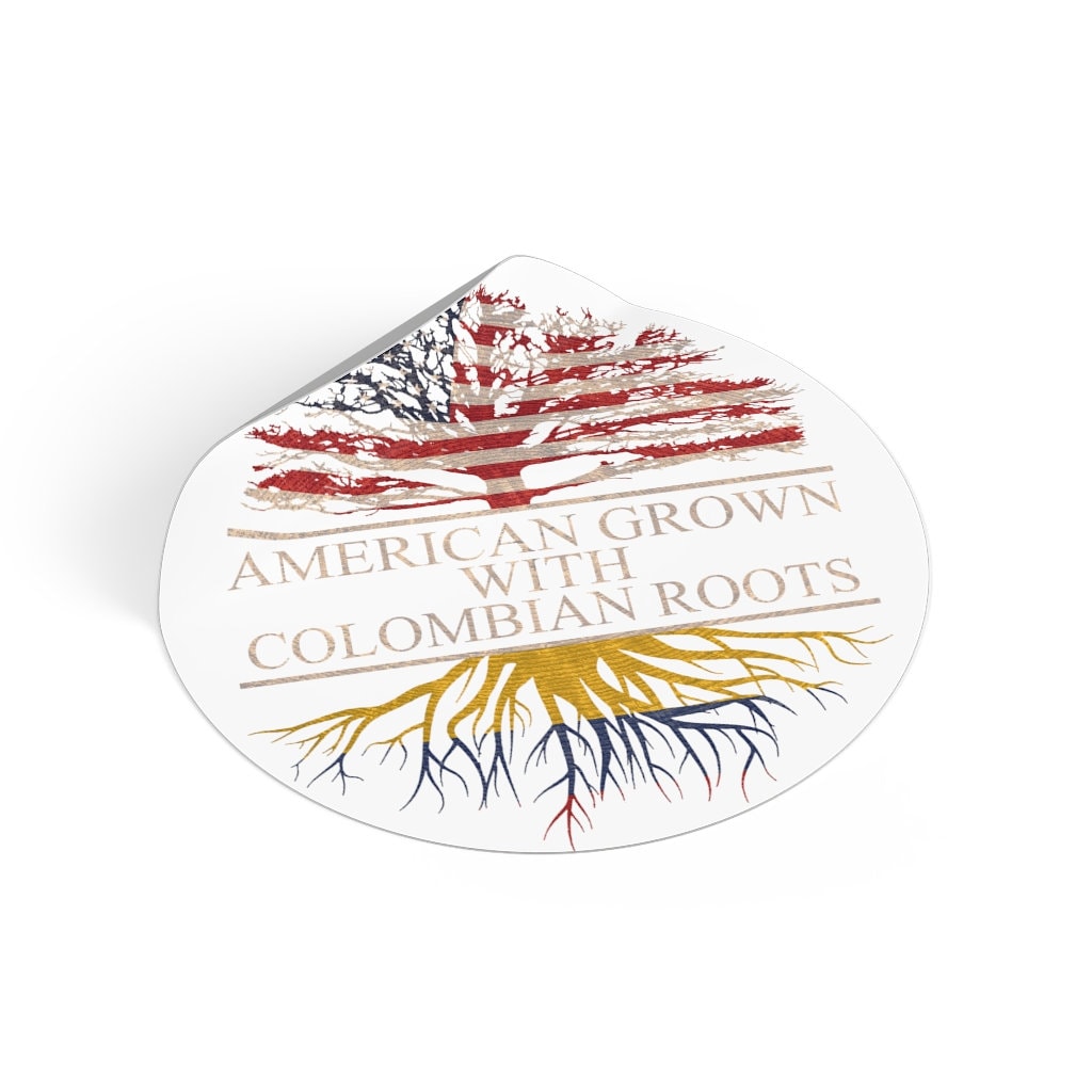 American Grown With Colombian Roots Sticker Round Waterproof, Colombian ...