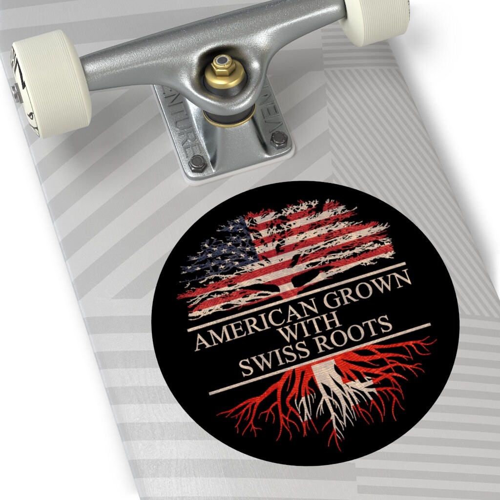 American Grown With Swiss Roots Sticker Round Waterproof, Swiss Sticker ...