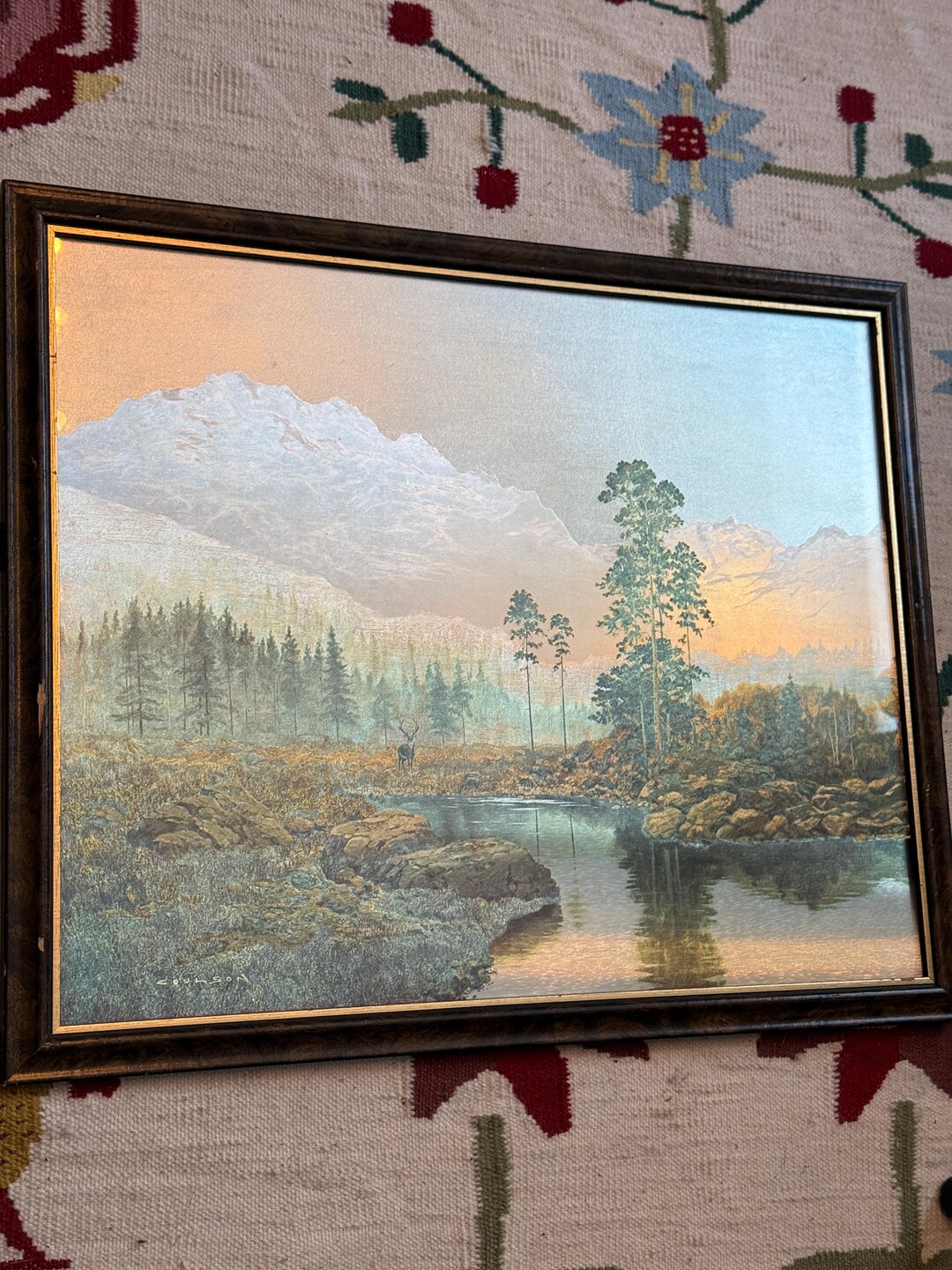 Vintage Dufex Foil Print, Coulson Art - Lake Mountain Scene - Etsy