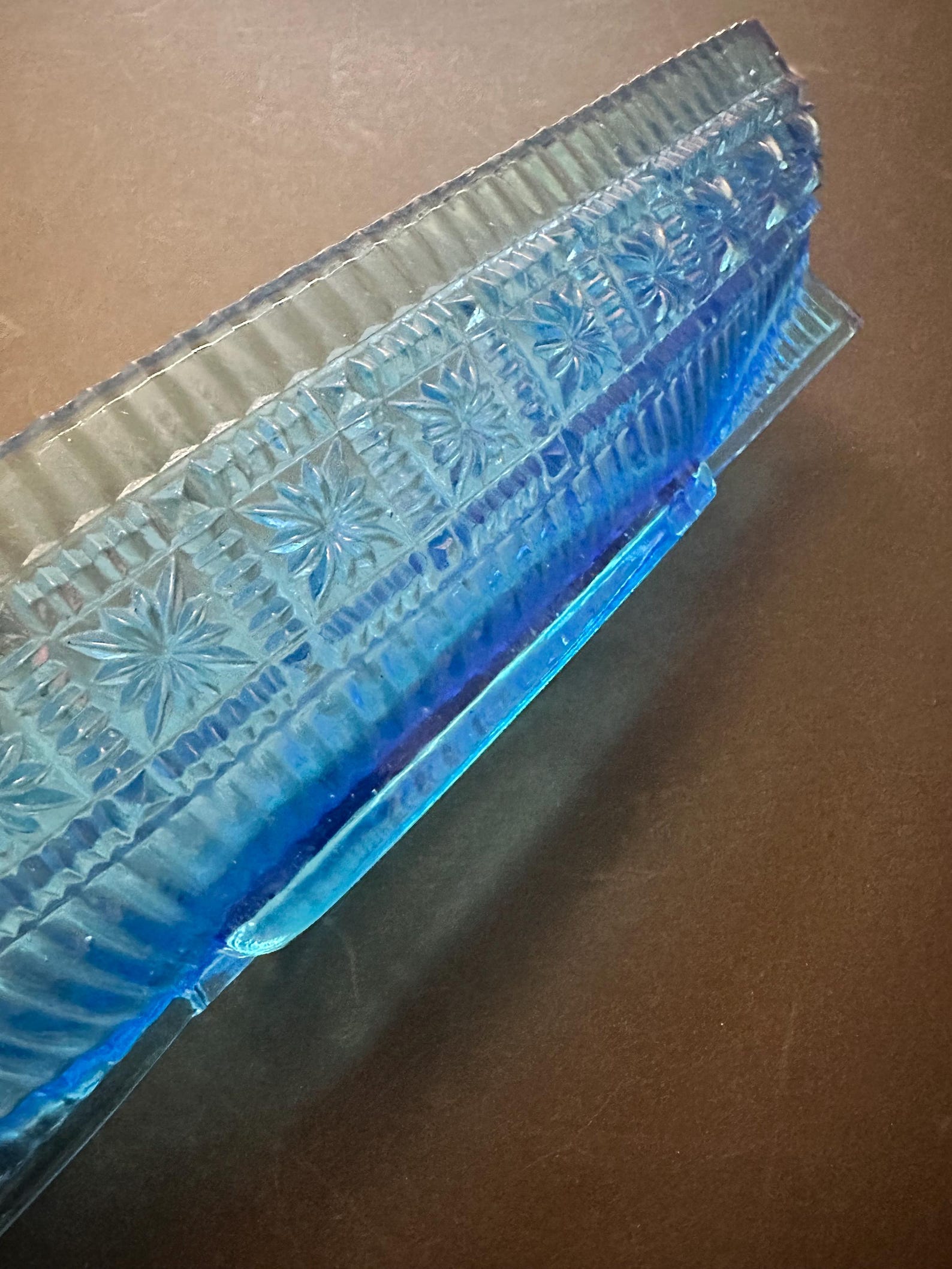 Vintage Blue Glass Daisy Block Pattern - Row Boat - Large Piece - Etsy