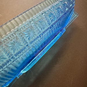 Vintage Blue Glass Daisy Block Pattern - Row Boat - Large Piece - Etsy