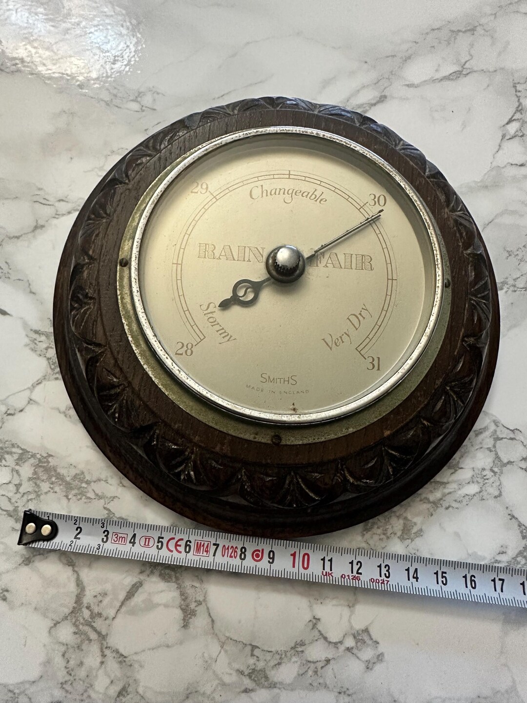 Vintage Smiths Barometer With Carved Wooden Wall Hanger Back - Etsy