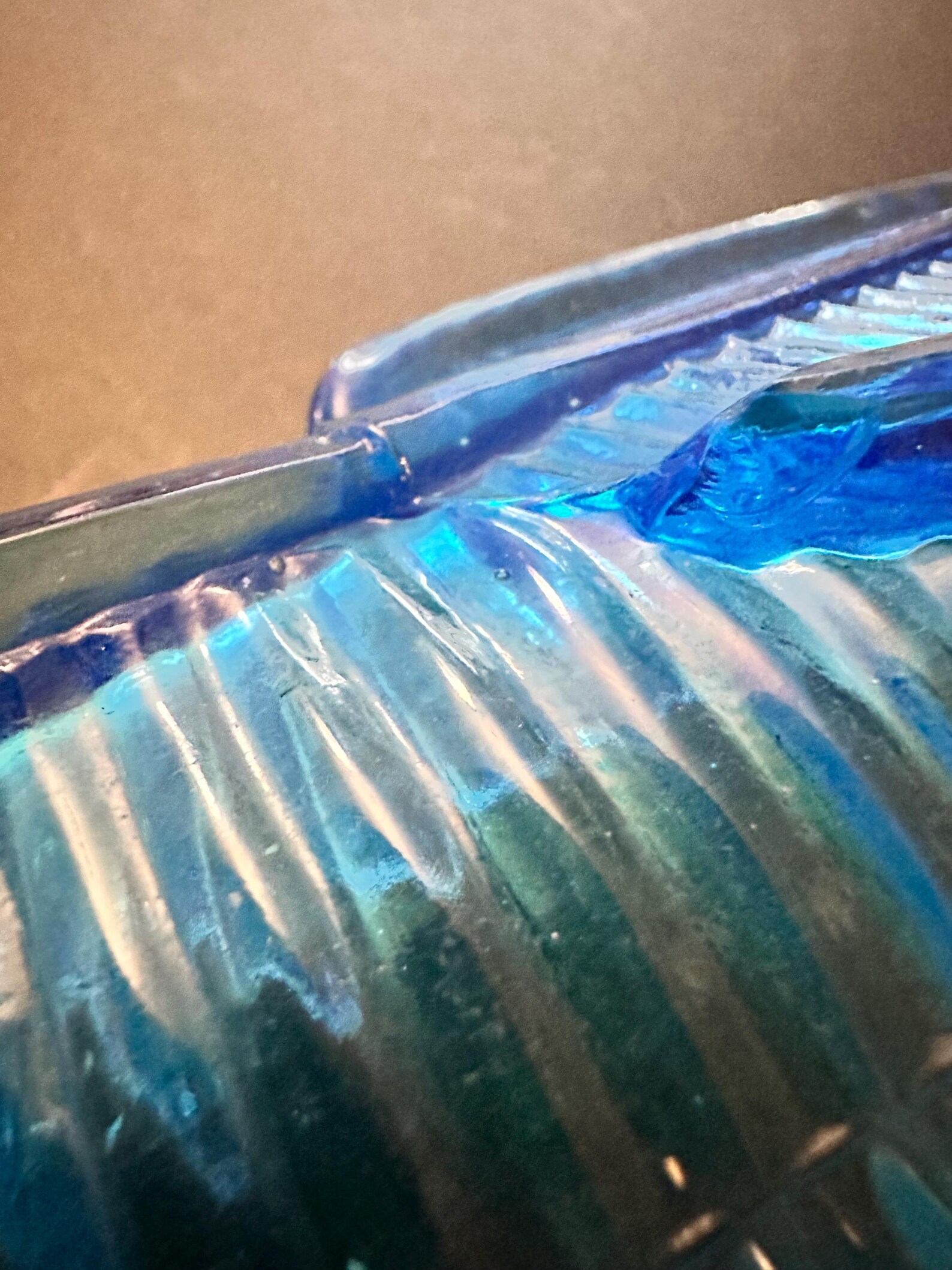 Vintage Blue Glass Daisy Block Pattern - Row Boat - Large Piece - Etsy