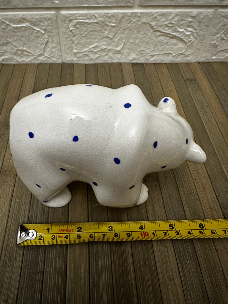 Vintage Plichta Pottery Blue Spotted Bear - Pottery Animal - Etsy