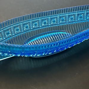 Vintage Blue Glass Daisy Block Pattern - Row Boat - Large Piece - Etsy