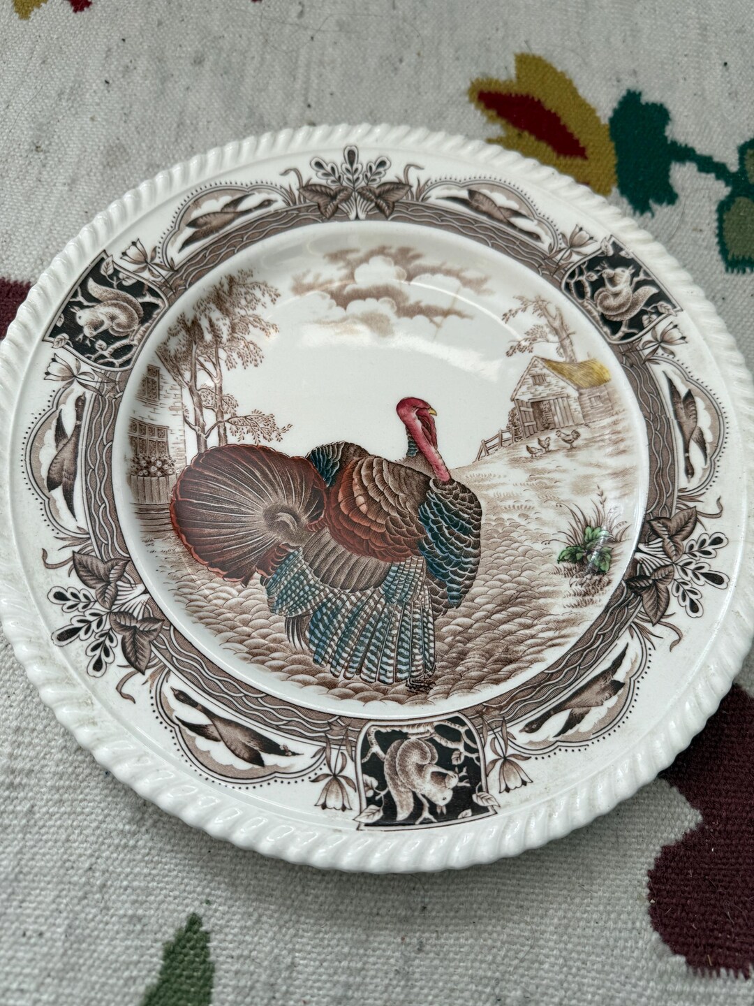 Johnson Brothers Barnyard King Round Dinner Plate W/turkey Design - Etsy