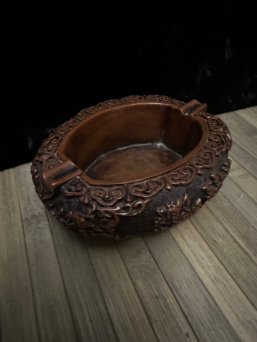 Vintage Ashtray Resin Syroco Wood Design - Etsy