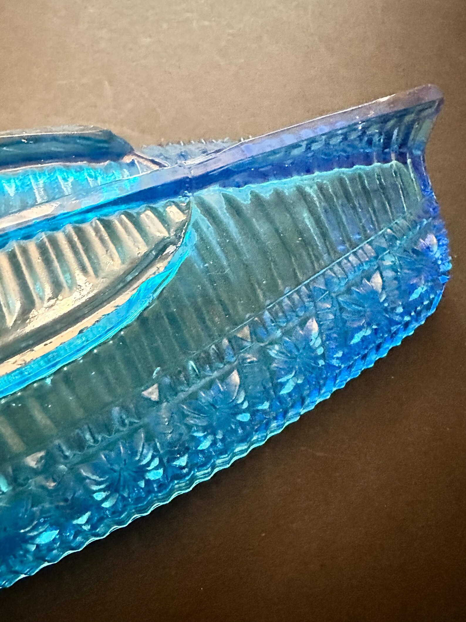 Vintage Blue Glass Daisy Block Pattern - Row Boat - Large Piece - Etsy