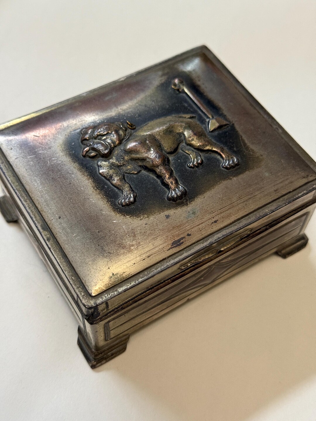 Vintage Bulldog Art Deco Trinket Box - Etsy