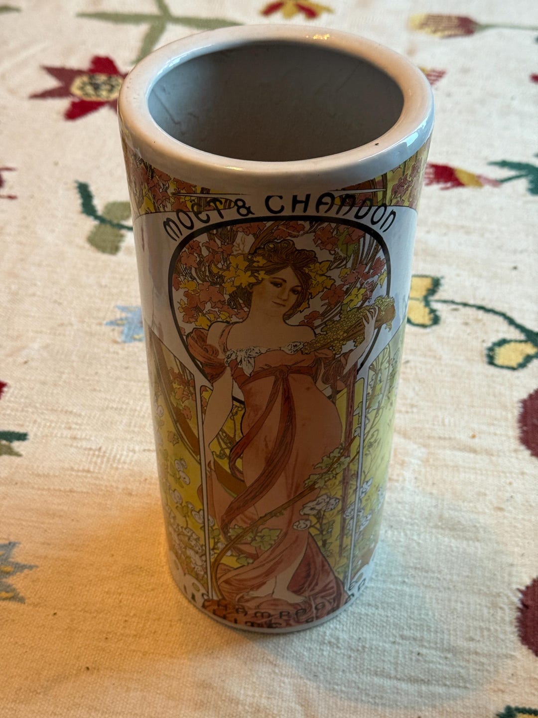 Alphonse Mucha Style - Pottery Wine Cooler / Vase or Small Stick Stand ...