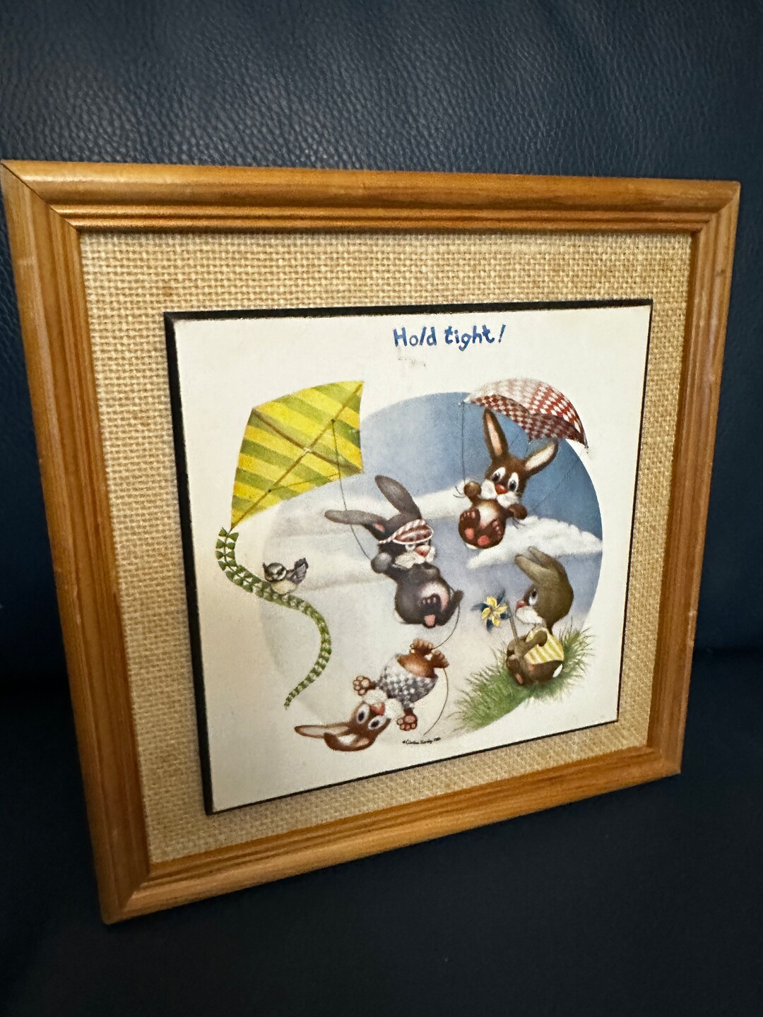 Vintage hold Tight Rabbit / Bunny 1980s Framed Hardboard Print - Etsy