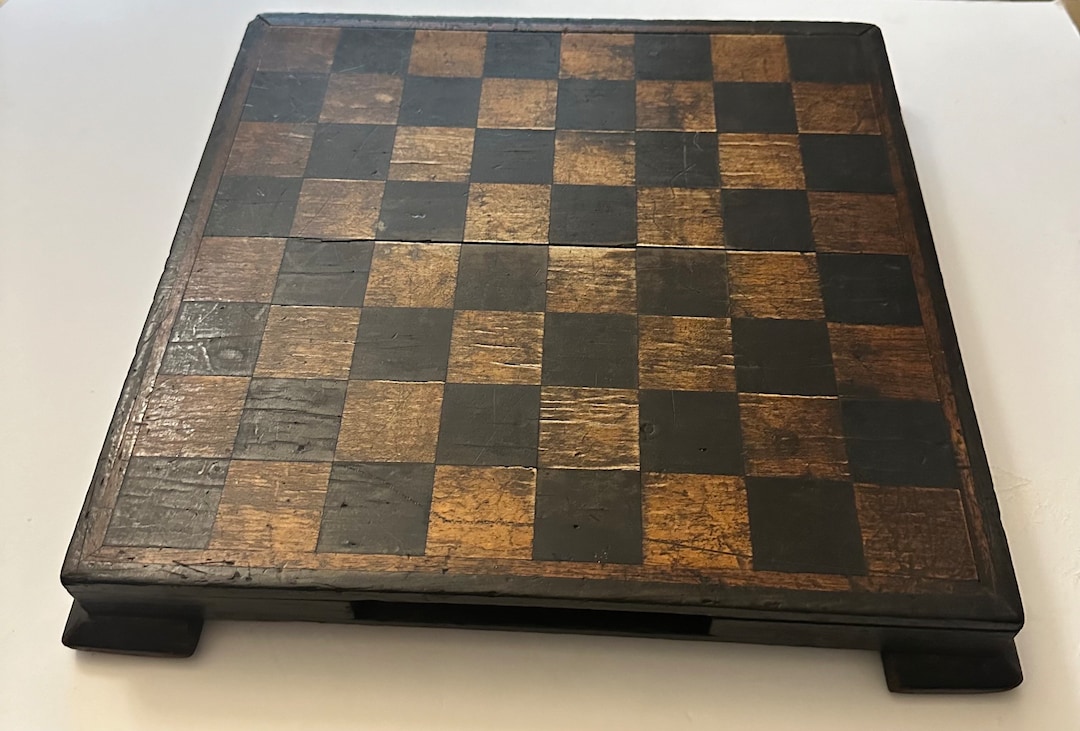 Vintage / Antique Wooden Chess Board / Chessboard - Hand Made. Rustic ...