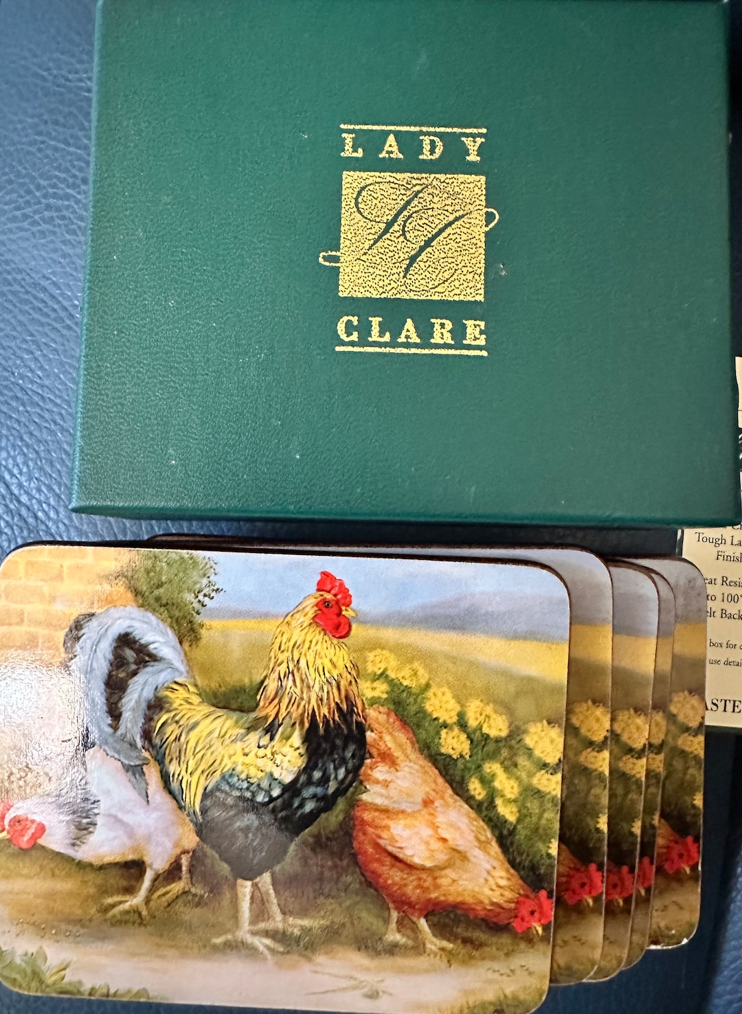 Vintage Set of 5 Lady Clare - Chicken / Hen / Rooster Drinks Coasters ...