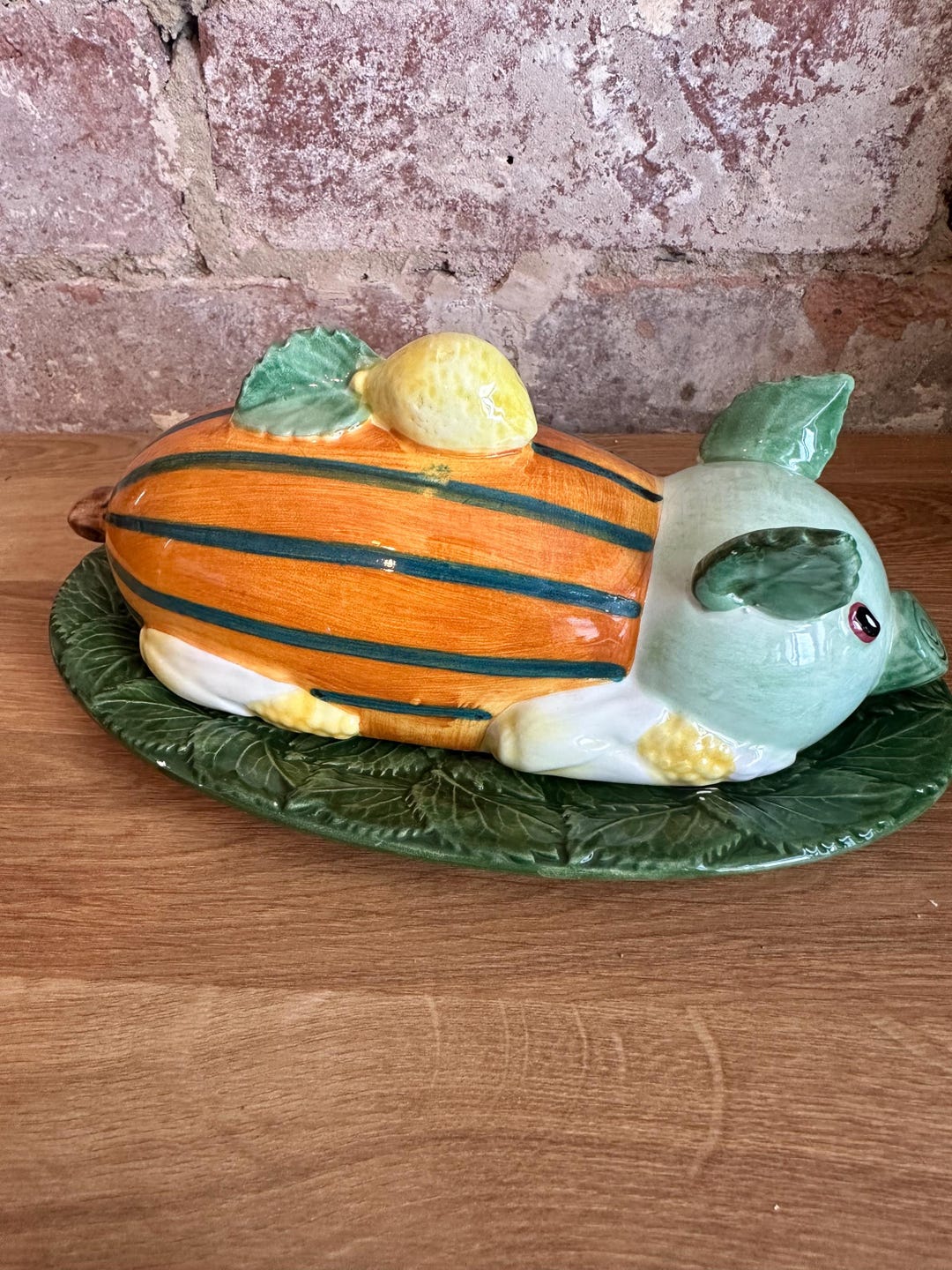 Vintage Horchow Vegetable Harvest Pig Style Butter Dish - Made in Italy ...