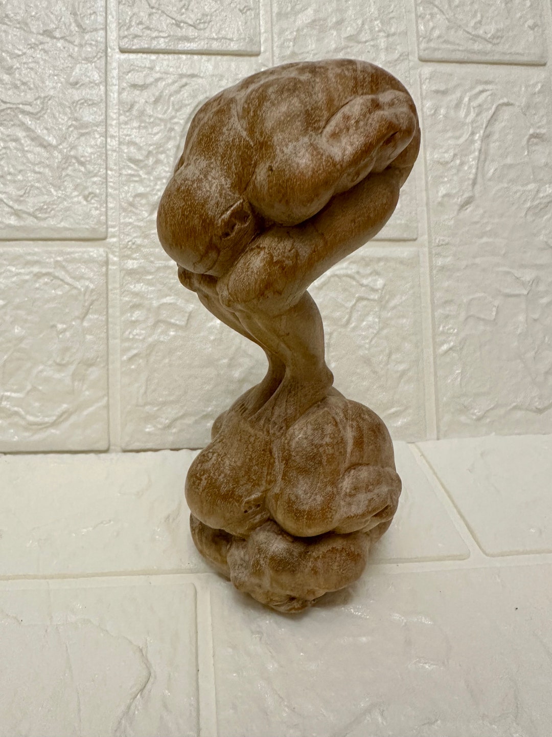 Vintage Wooden Hand Carved Figurine Orang Malu / Yoki-man Indonesian ...