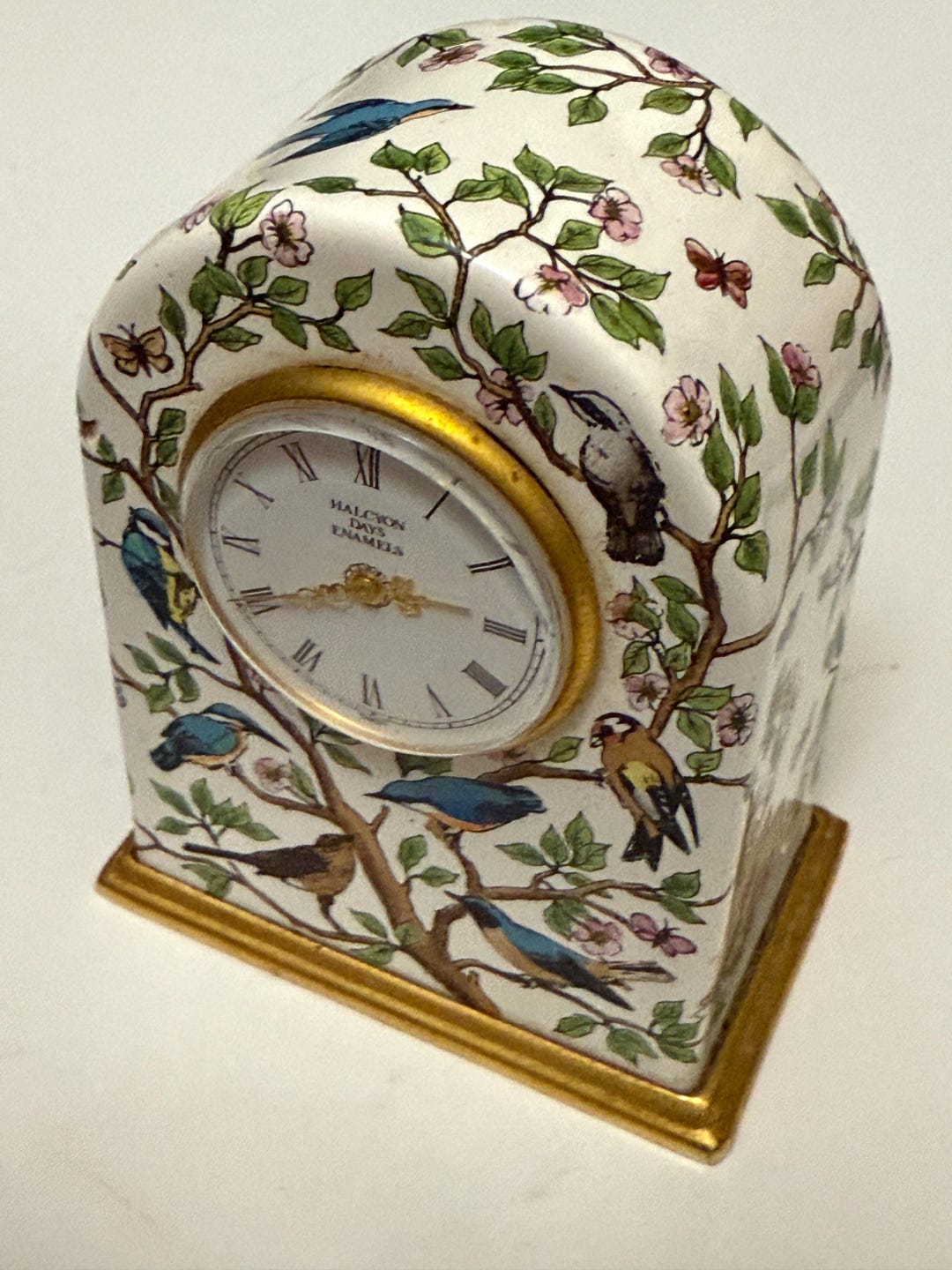 Halcyon Days Enamels Floral Clock Birds - 2.5 Inches - Vintage Working ...