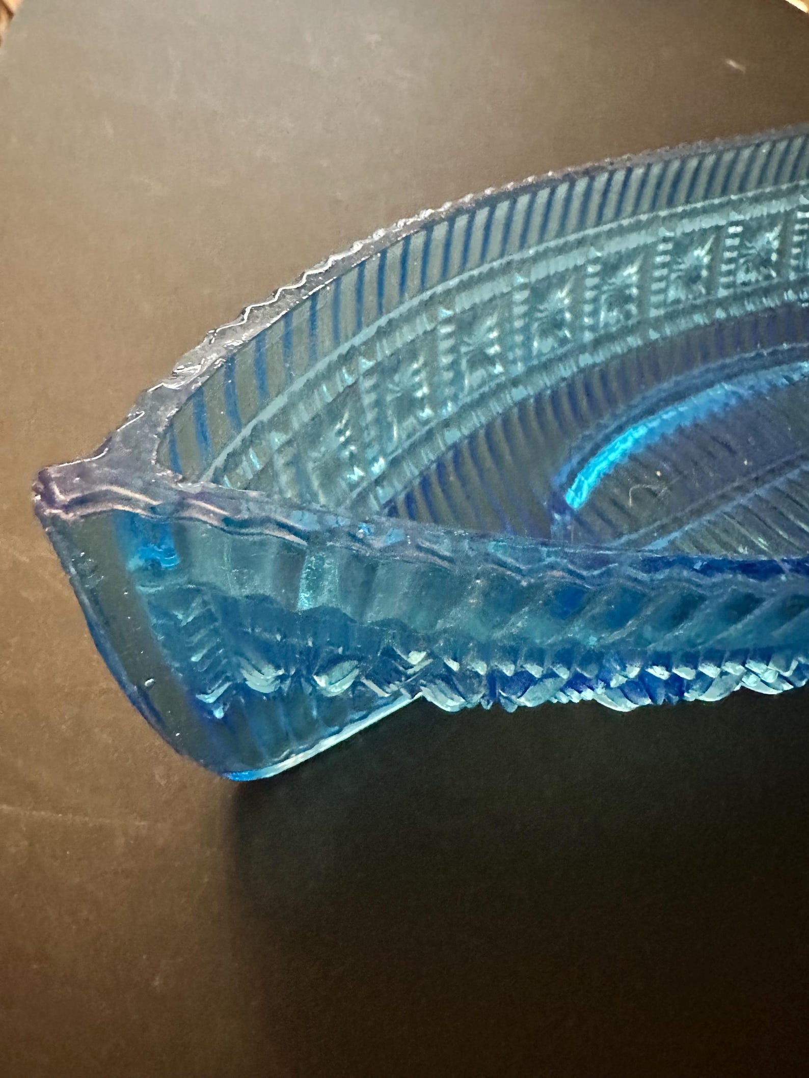 Vintage Blue Glass Daisy Block Pattern - Row Boat - Large Piece - Etsy