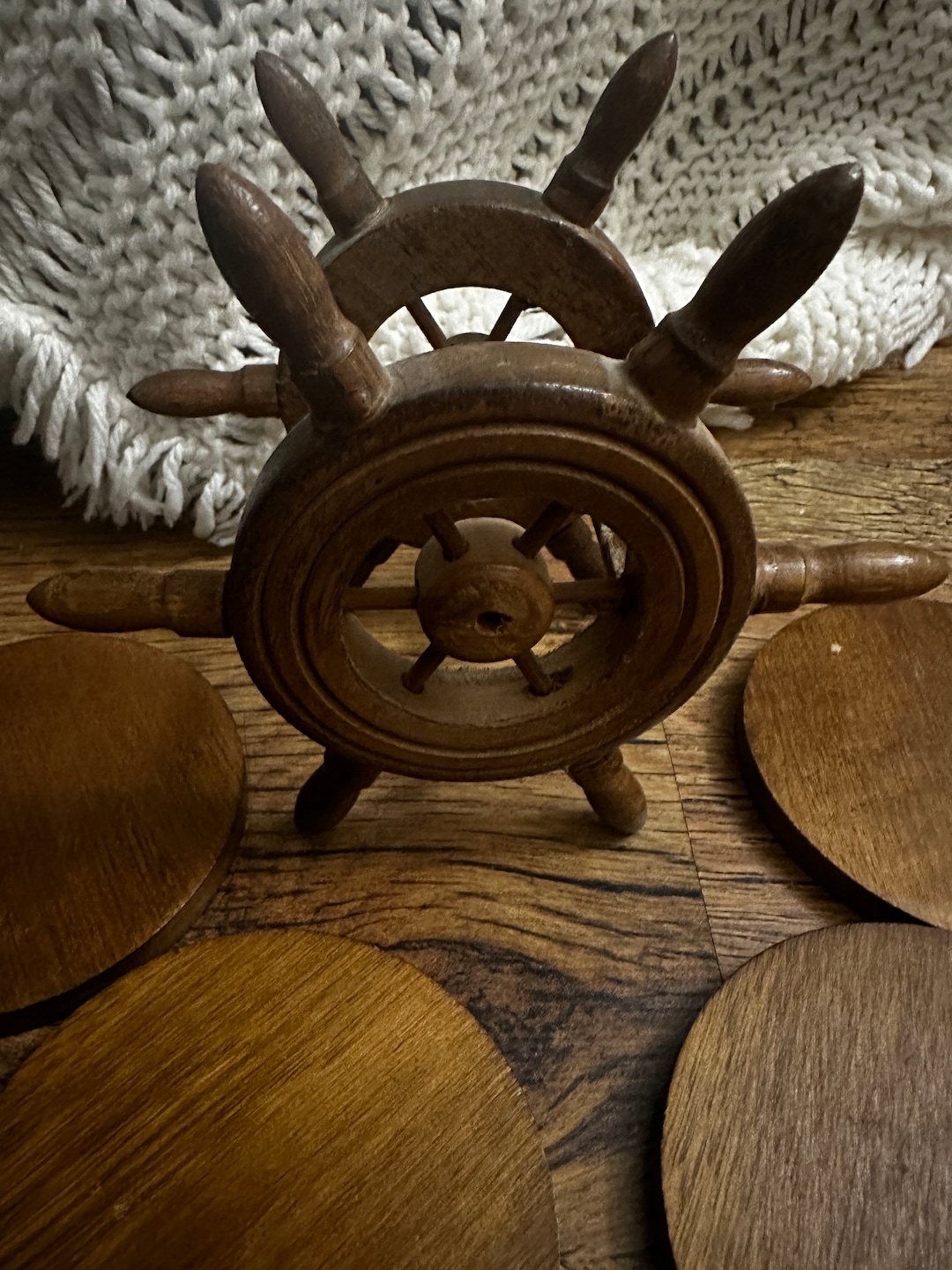 Ship Wheel Wooden Coasters Vintage Table Wear - Etsy