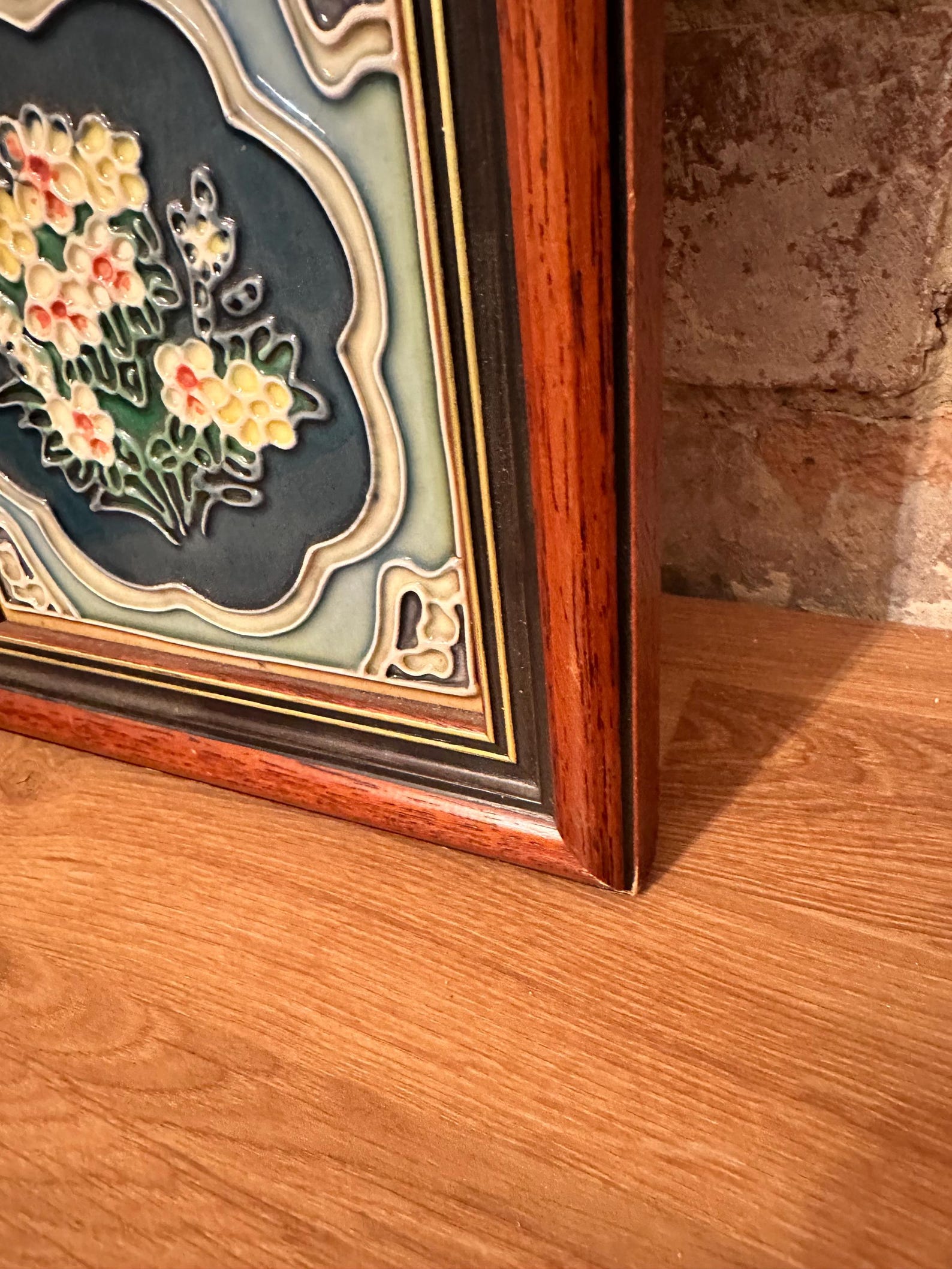 Vintage Set of Alphonse Mucha Style Tiles - Framed Art Noveau Display ...
