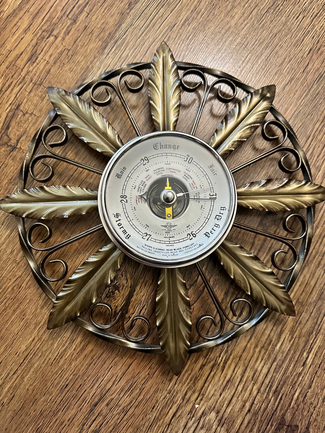 Vintage Circular Wall Barometer With Mid Century Modern Metal Frame ...