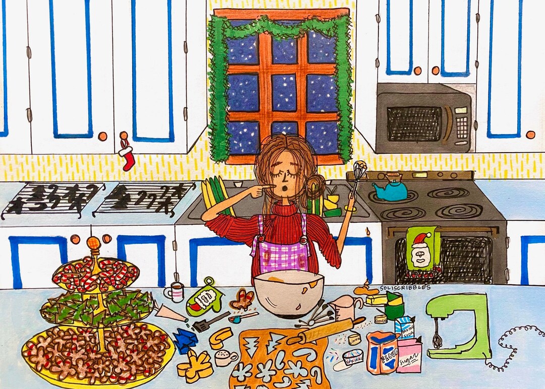 Christmas Card - Baking Cookies - Etsy