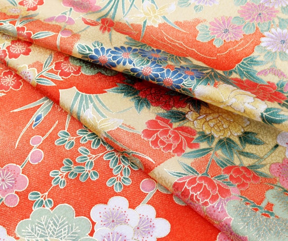 YUZEN Japanese Traditional Dyed Fabric y1-01070 - Etsy