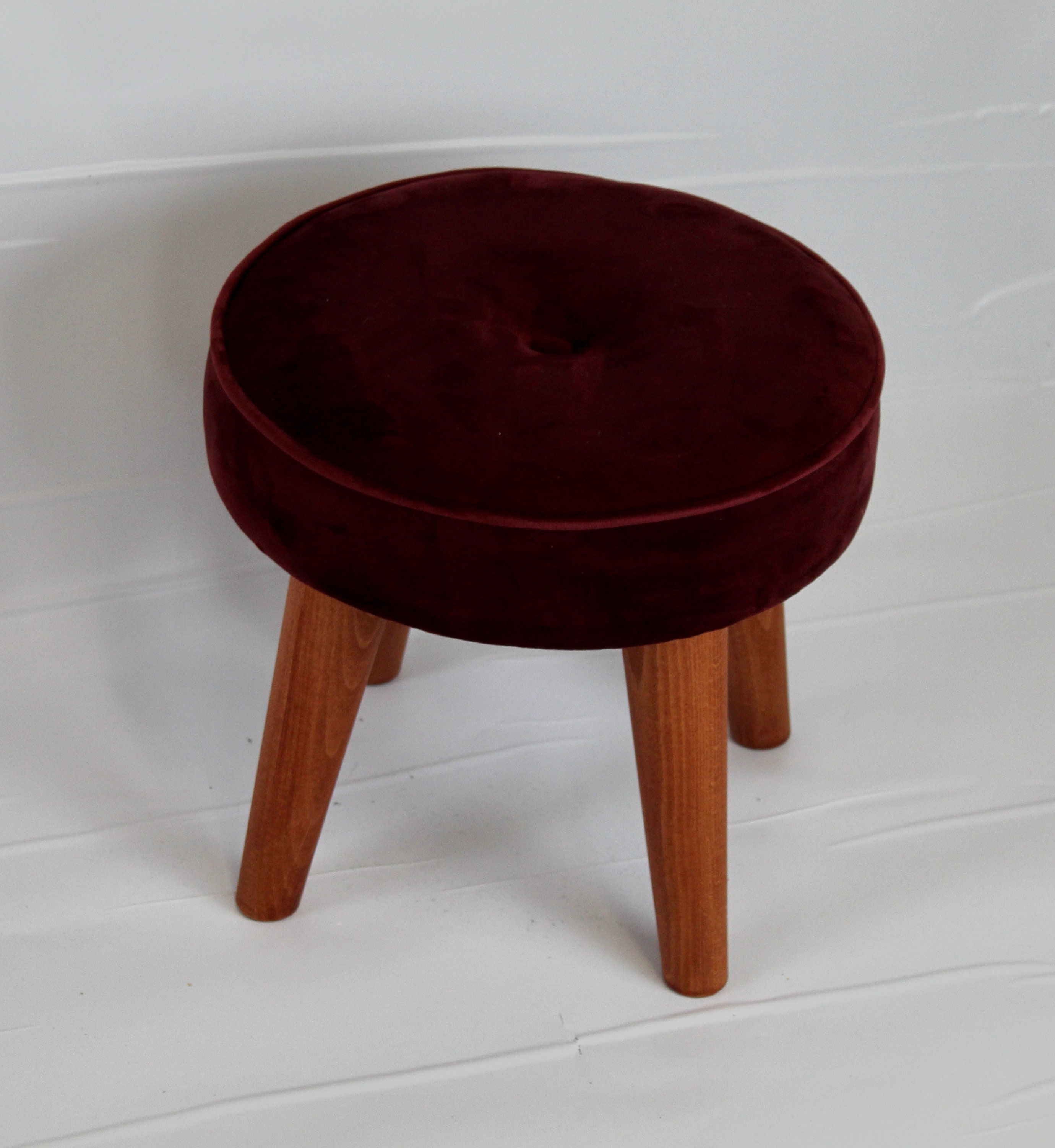 Small Buttoned Round Footstool Pouffe Bar Stool Foot Rest | Etsy