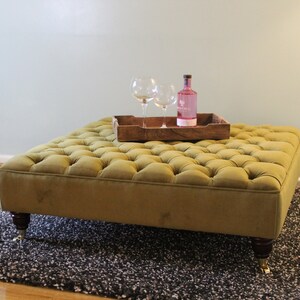 Extra Large Moss Green Footstool Coffee Table Ottoman Bespoke Plush ...