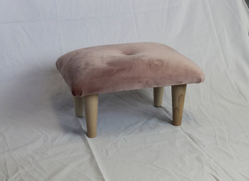 Small Buttoned Footstool Pouffe Plush Velvet Blush Pink Mini - Etsy