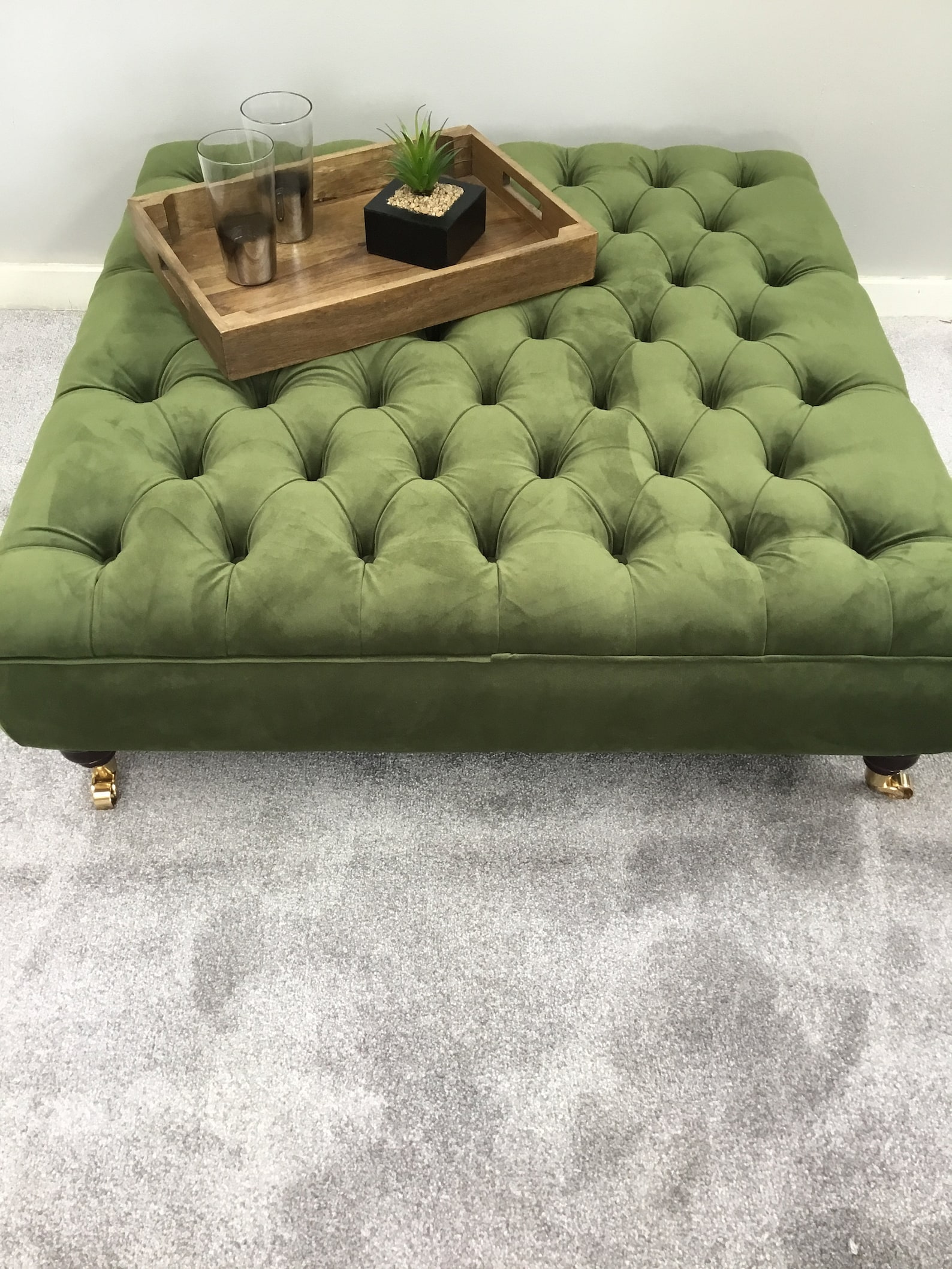 Extra Large Vine Green Footstool Coffee Table Ottoman Bespoke Plush ...